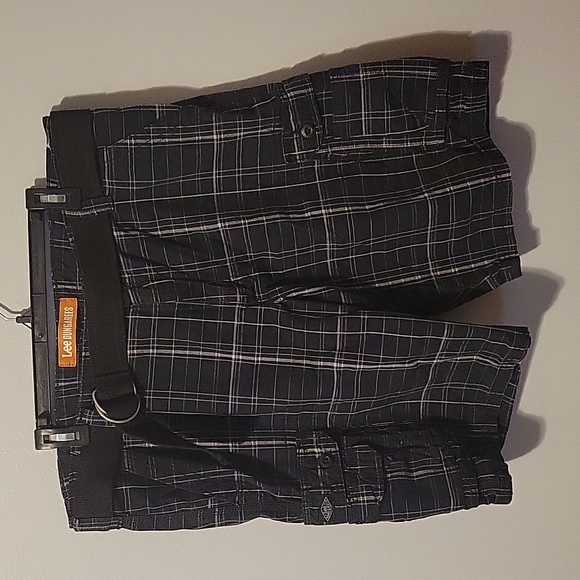 Lee | Shorts | Mens Lee Dungarees Cargo Black Plaid Shorts With A Belt ...